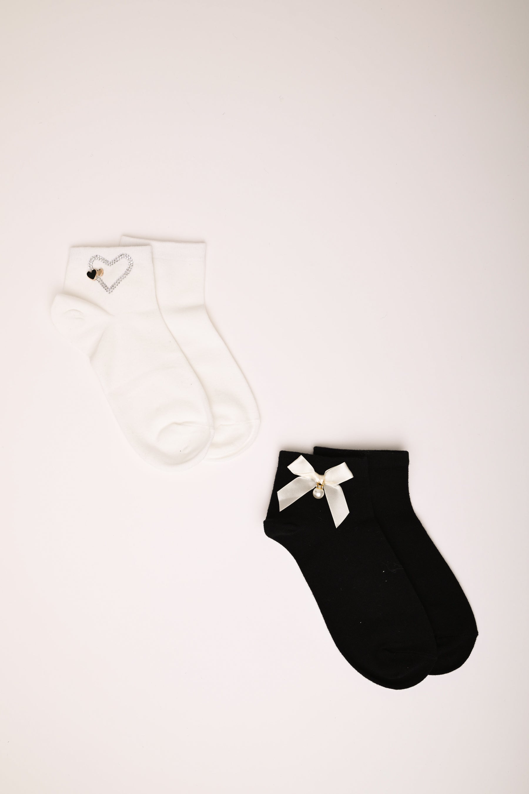 Set of two pairs of bow and heart socks – Nunalie-europa